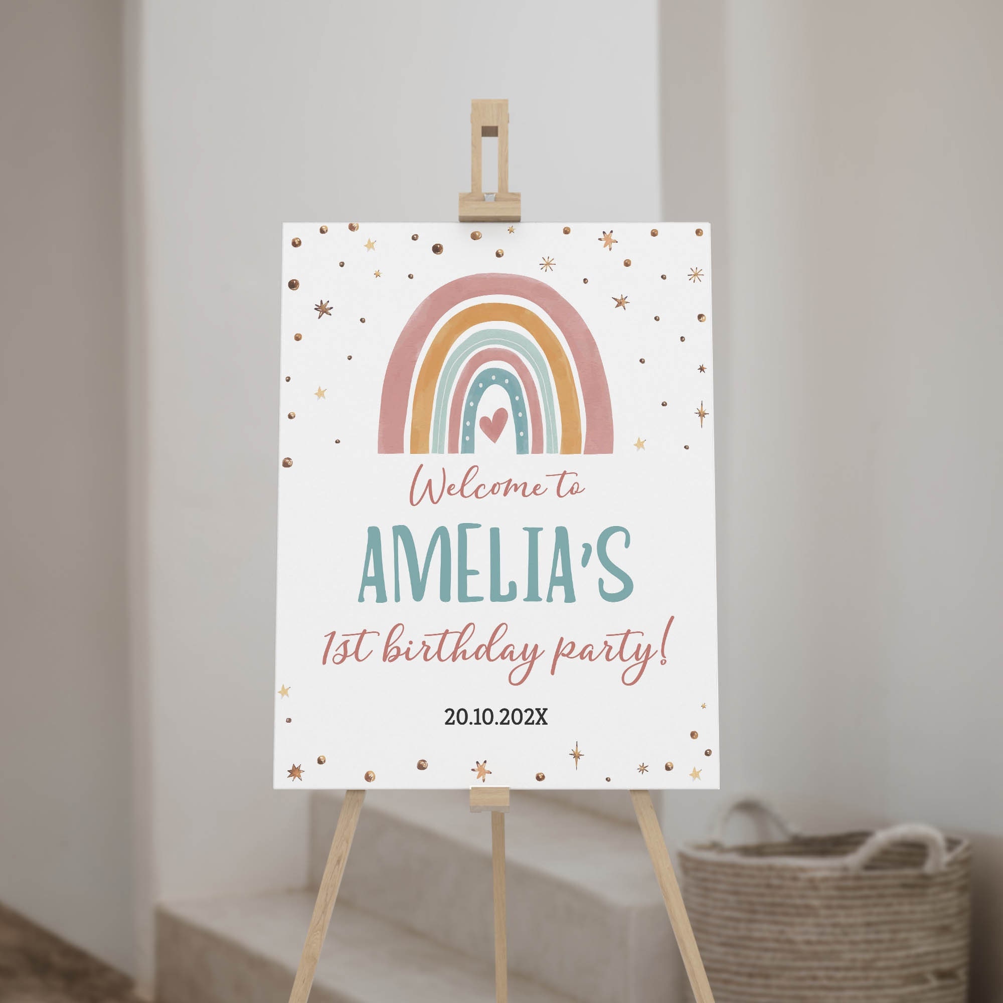 EDITABLE Boho Rainbow Welcome Sign Rainbow Birthday Sign - Etsy