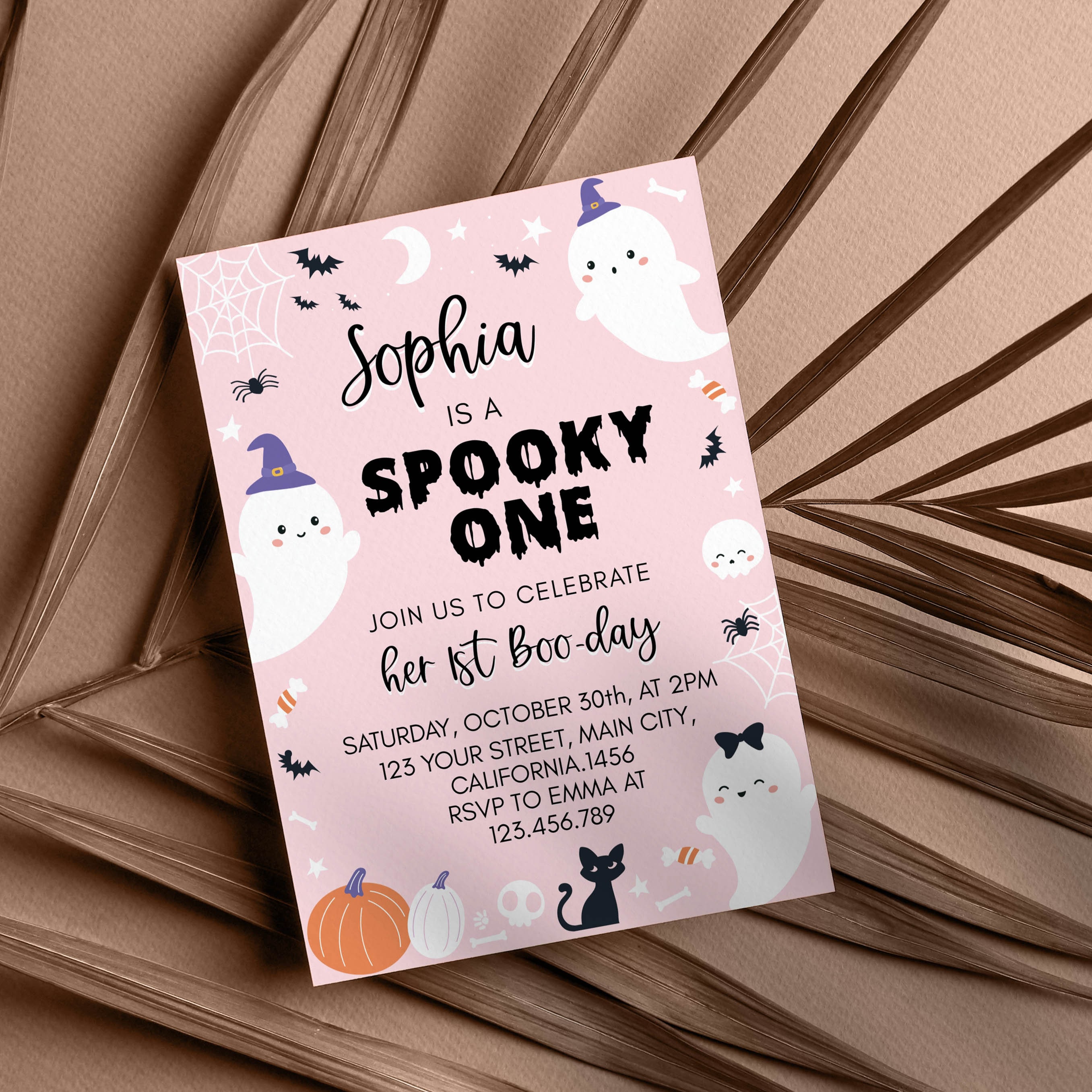 Editable Spooky One Birthday Invitation Halloween Invitation - Etsy