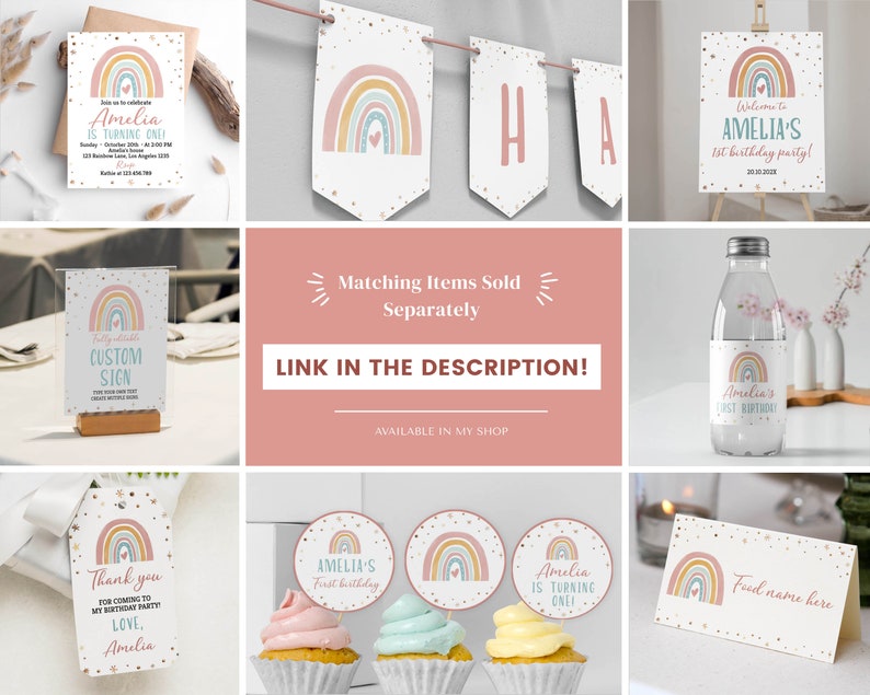 Editable Boho Rainbow Birthday Banner Custom Boho Happy - Etsy