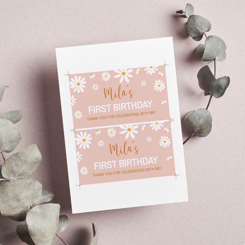 EDITABLE Daisy Birthday Party Gable Gift Box Label, Retro Daisy Favor ...
