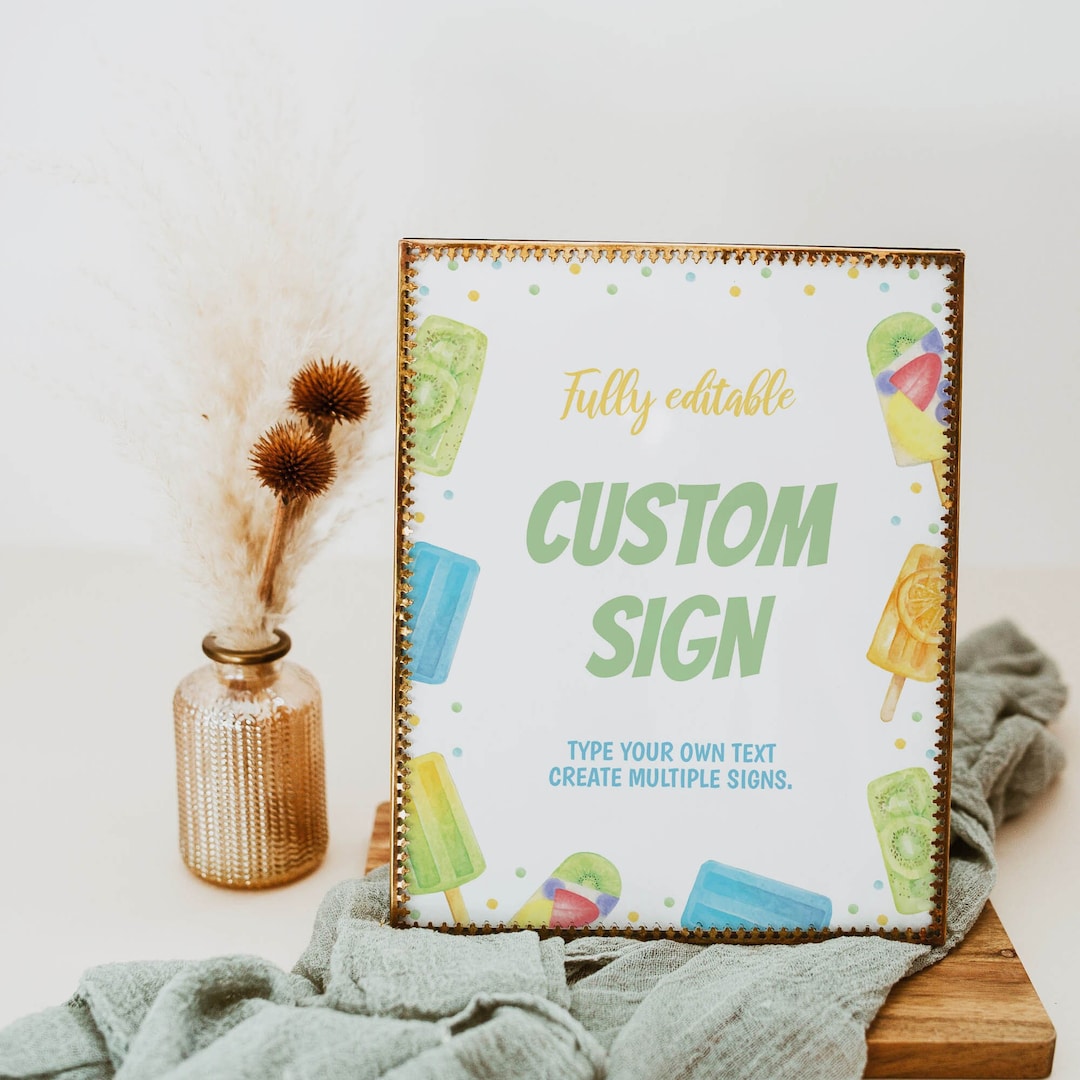 EDITABLE Summer Birthday Party Sign, Popsicle Custom Sign, Boy Birthday ...