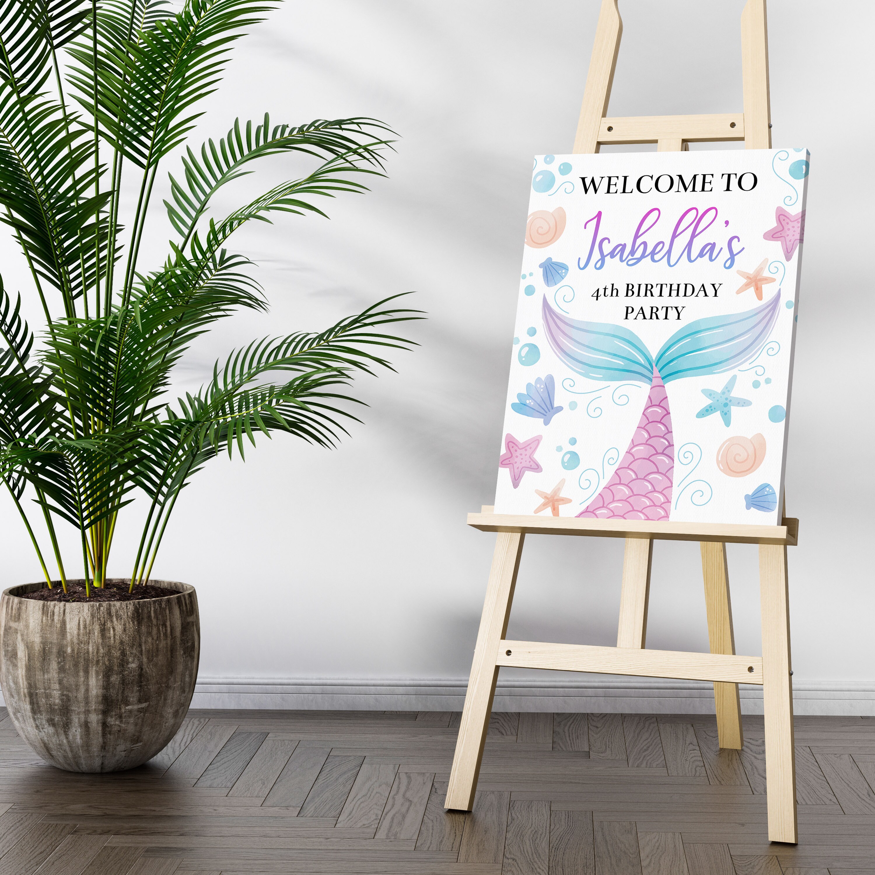 EDITABLE Mermaid Welcome Sign Pastel Mermaid Birthday Sign - Etsy