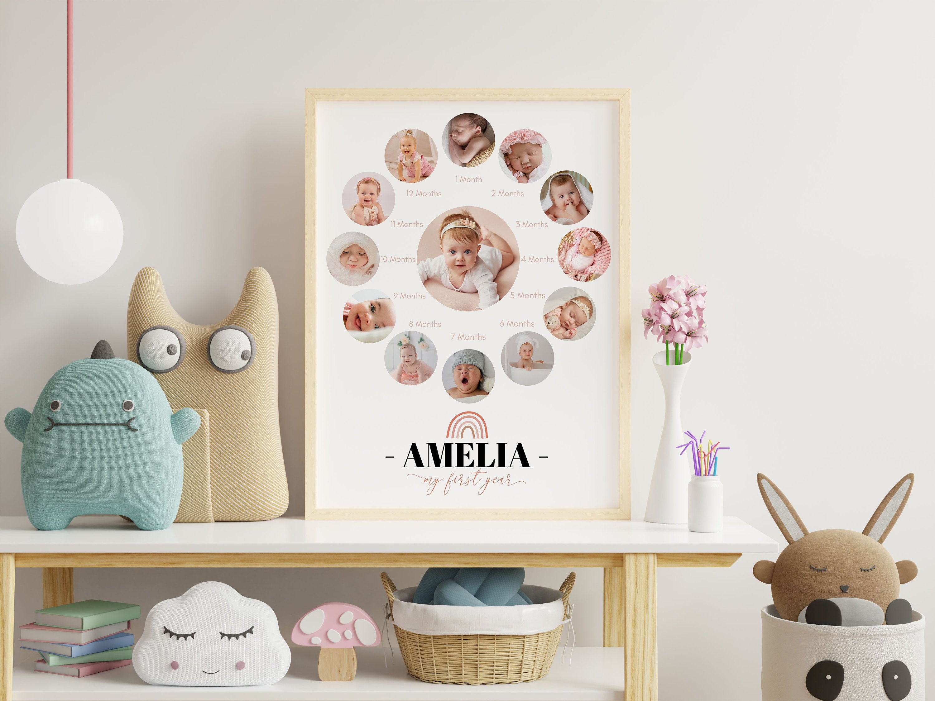 Editable First Year Photo Collage Monthly Photo Print Modern - Etsy