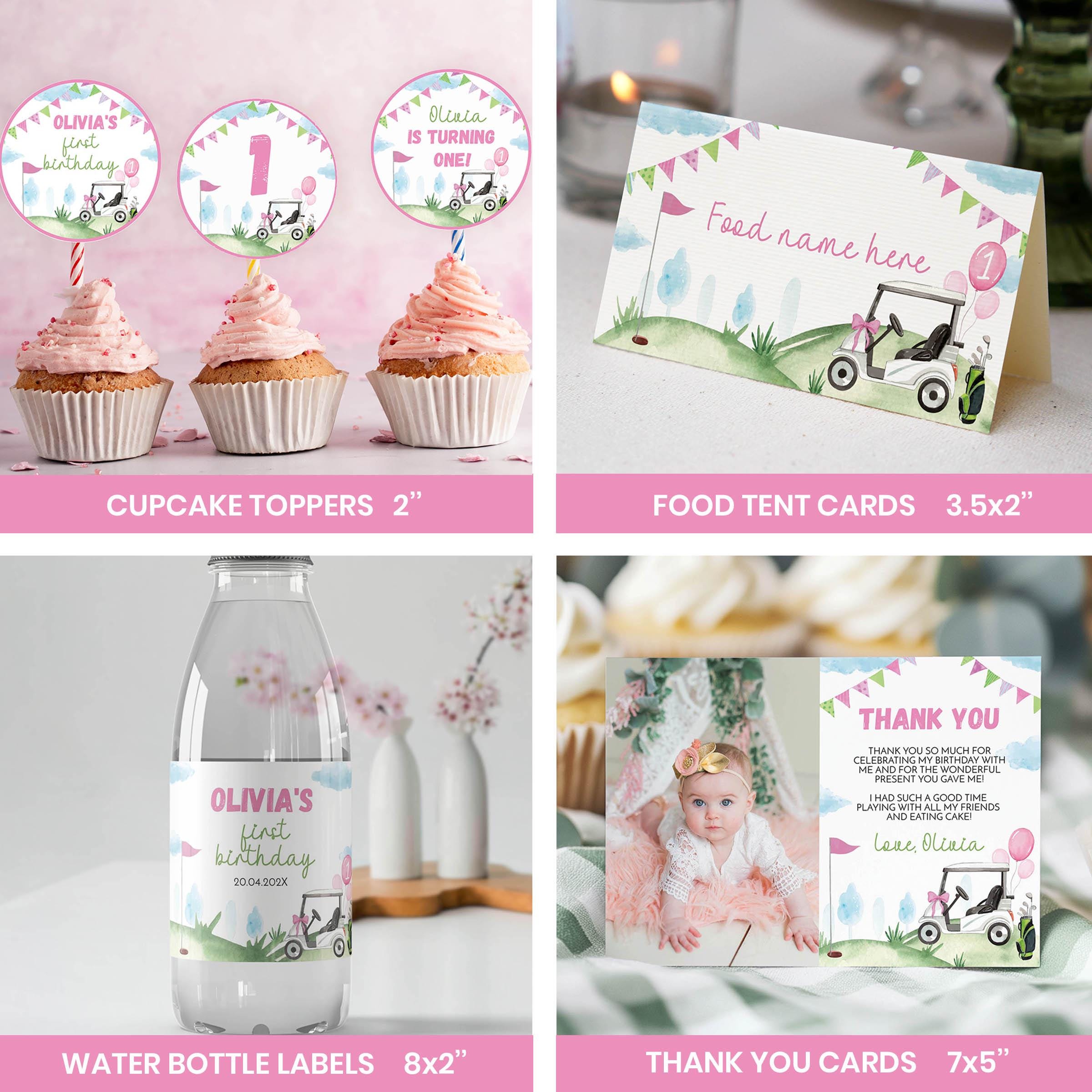 Golf 1st Birthday Invitation Bundle, Editable Hole in One Girl Party ...