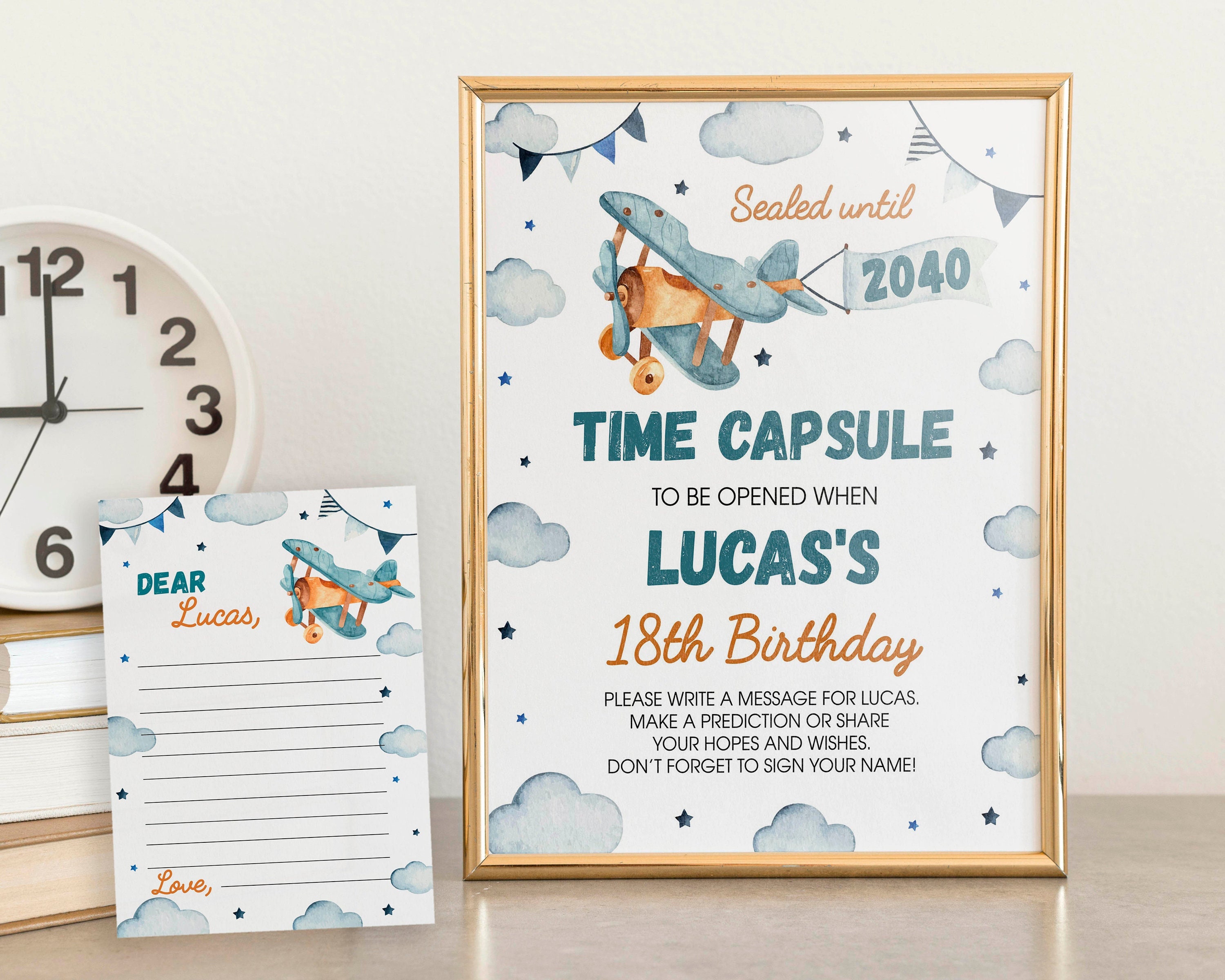 EDITABLE Airplane First Birthday Time Capsule Template - Etsy