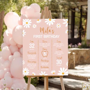 EDITABLE Daisy First Birthday Milestone Sign, Miss Daisy One Year of ...