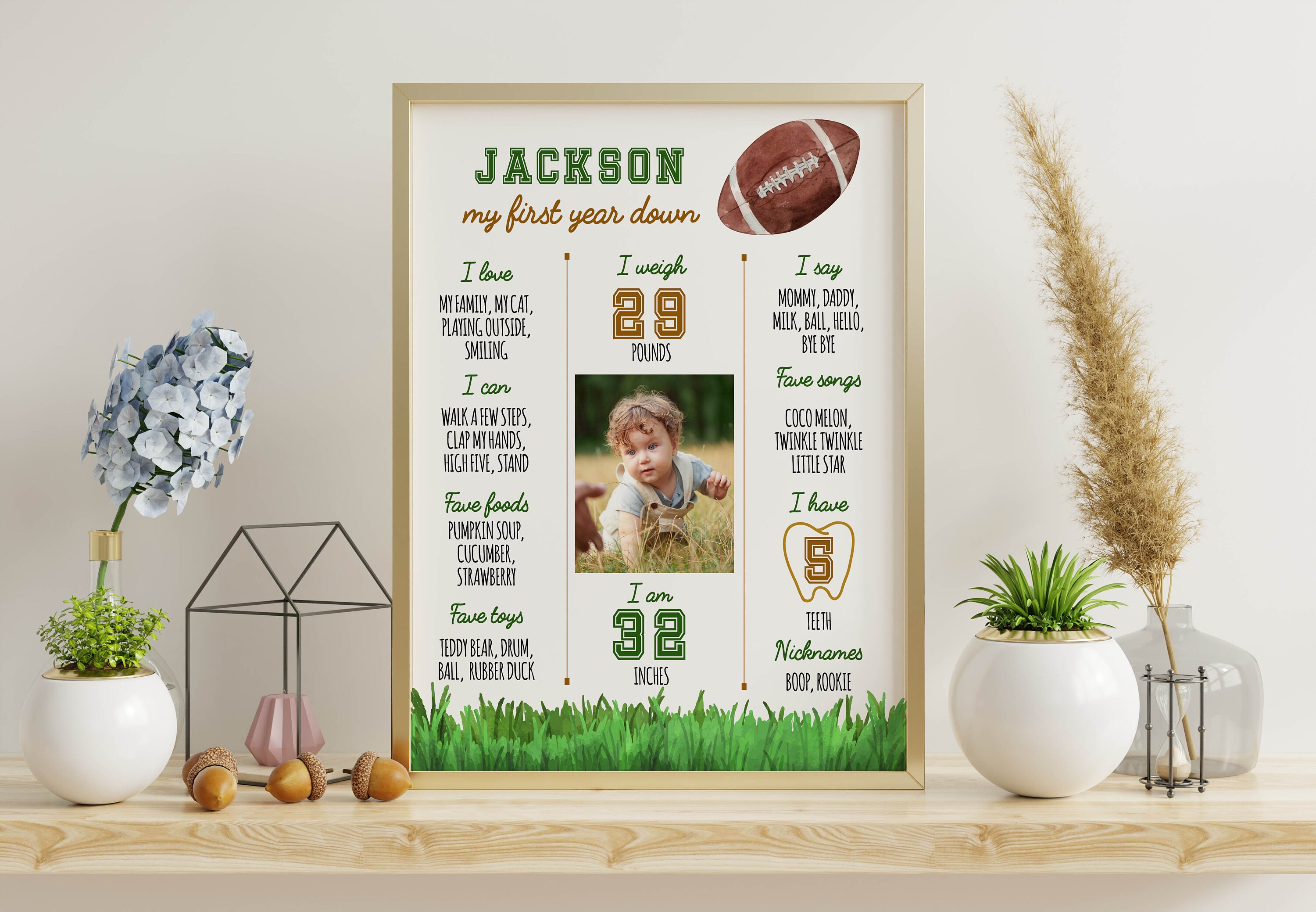 EDITABLE Football Milestone Board, Football 1st Birthday Milestone ...