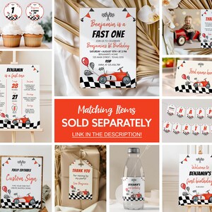 EDITABLE Fast One Birthday Chip Bags, Race Car Party Favor Bags, Boy ...