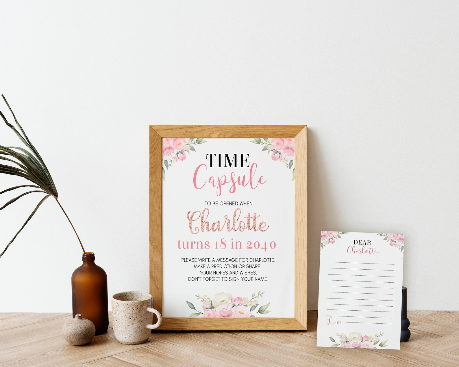 EDITABLE Miss Onederful Birthday Time Capsule Template, Floral Birthday ...