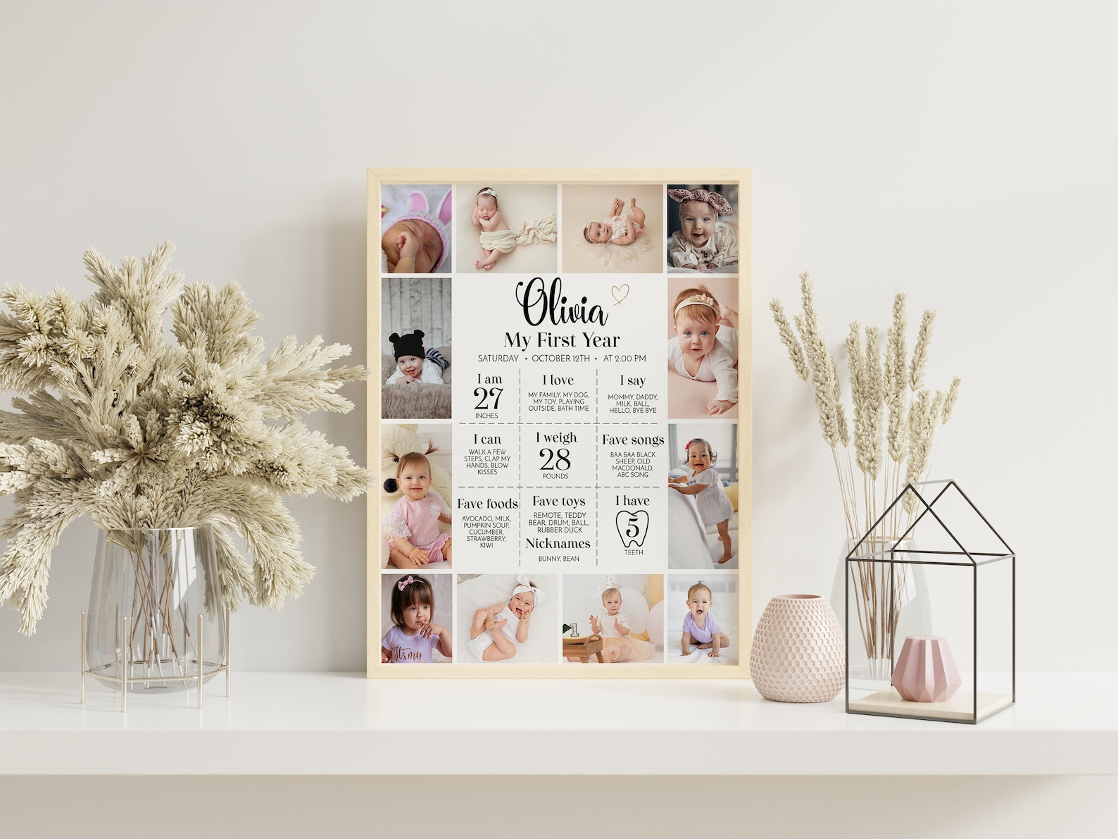 EDITABLE First Birthday Milestone Sign, Modern 1st Birthday Milestone ...