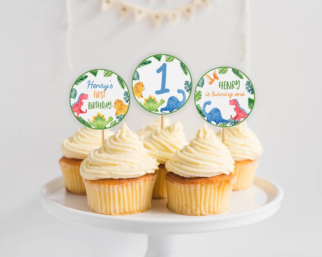 Editable Dinosaur Cupcake Toppers, Dinosaur Birthday Party Decorations ...