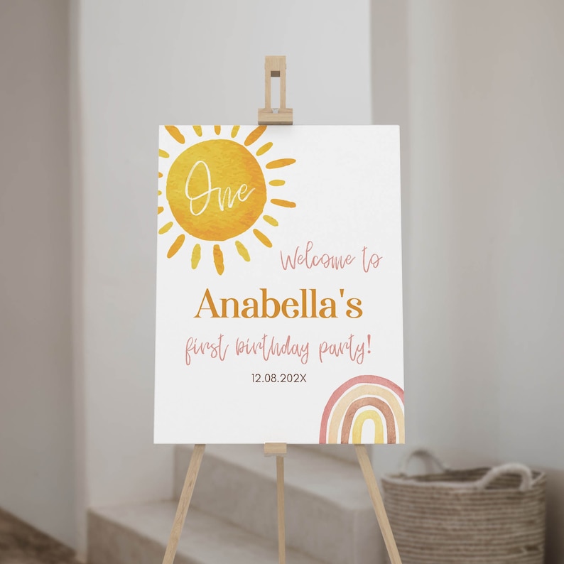 EDITABLE First Trip Around the Sun Welcome Sign Pastel - Etsy