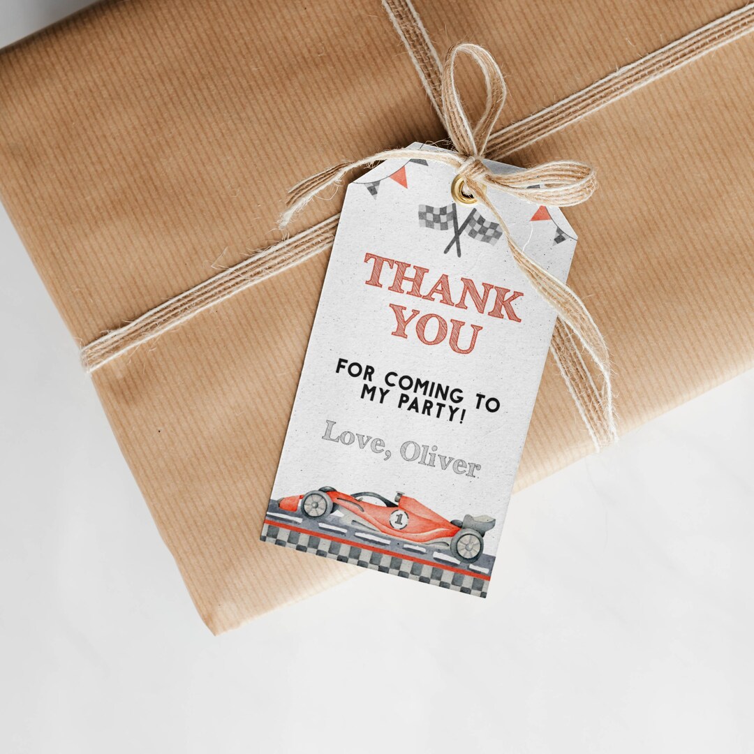 EDITABLE Race Car Birthday Thank You Tag, Race Car Birthday Party Favor ...