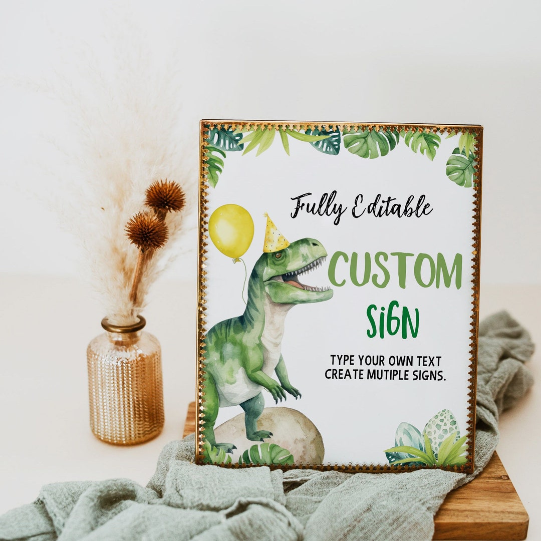 EDITABLE Dinosaur Birthday Party Sign, Dinosaur Birthday Decor ...