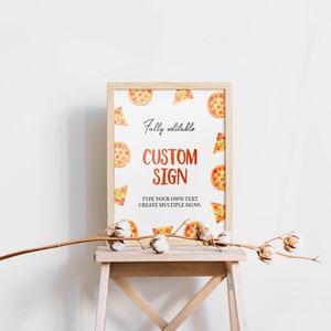 EDITABLE Pizza Birthday Party Sign, Pizza 1st Birthday Custom Sign ...