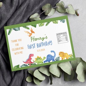 EDITABLE Dinosaur 1st Birthday Chip Bags, Dinosaur Birthday Party Snack Bags, Dinosaur Party ...