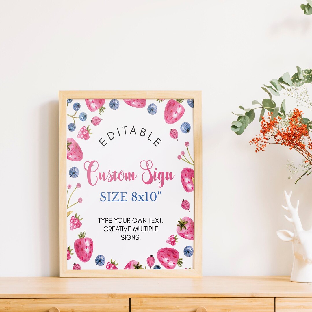 EDITABLE Berry First Birthday Sign Berry Sweet Birthday - Etsy