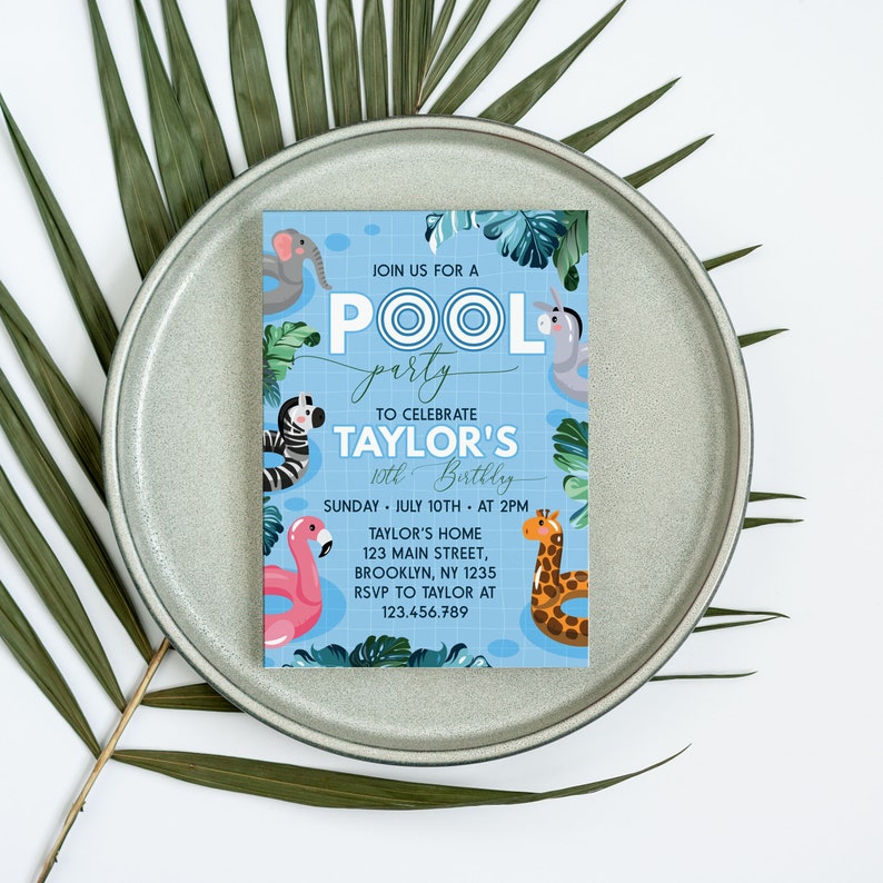 Editable Pool Party Invitation Pool Party Birthday - Etsy