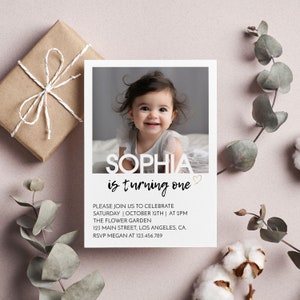 Minimal First Birthday Invitation Modern 1st Birthday Invite - Etsy