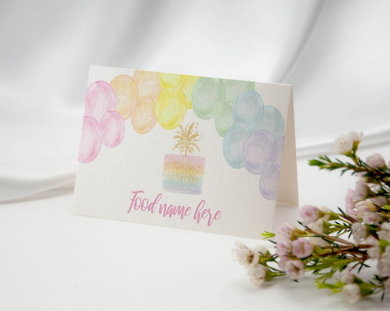EDITABLE Pastel Rainbow Food Tent Card, Pastel Party Food Name Card ...