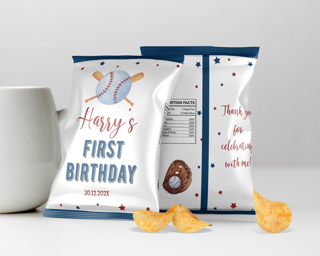 EDITABLE Baseball Birthday Chip Bag Sports Birthday Treat - Etsy