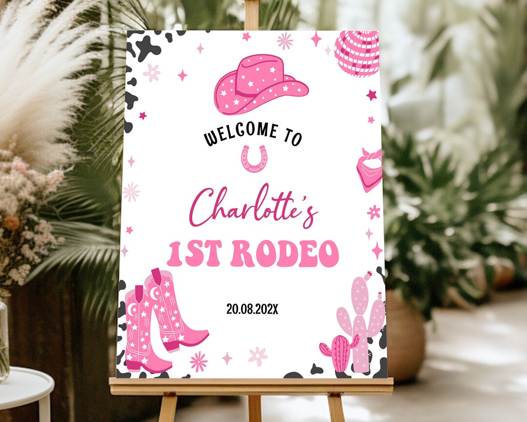 EDITABLE Disco Cowgirl Birthday Sign, Wild West Birthday Welcome Sign ...