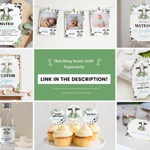 EDITABLE Cow Thank You Tag, Farm Birthday Favor Tag, Holy Cow I'm One ...