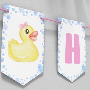 Editable Rubber Duck Birthday Banner, Rubber Duckie Banner, Yellow Duck ...