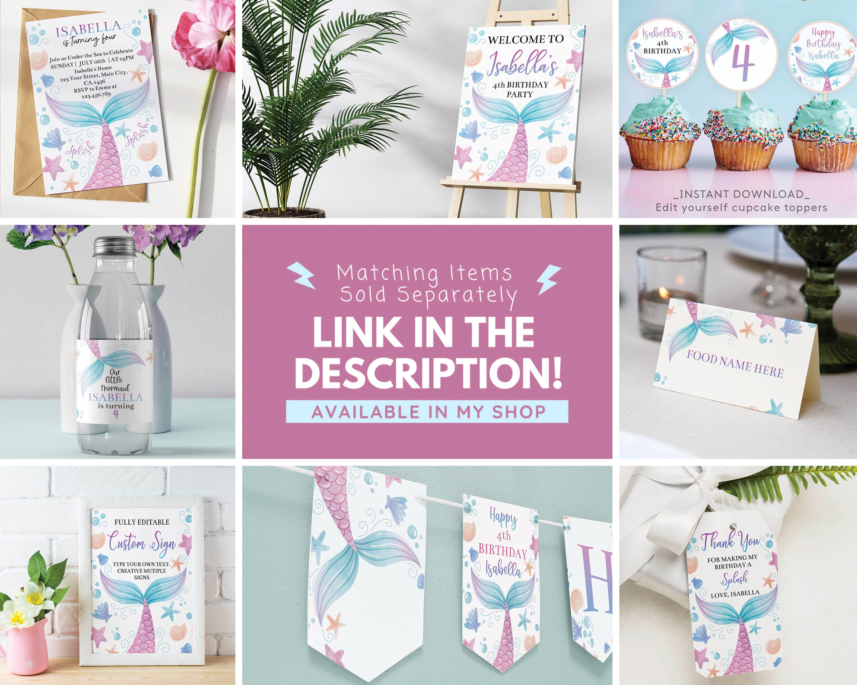 Editable Mermaid Banner Mermaid Birthday Banner Mermaid | Etsy