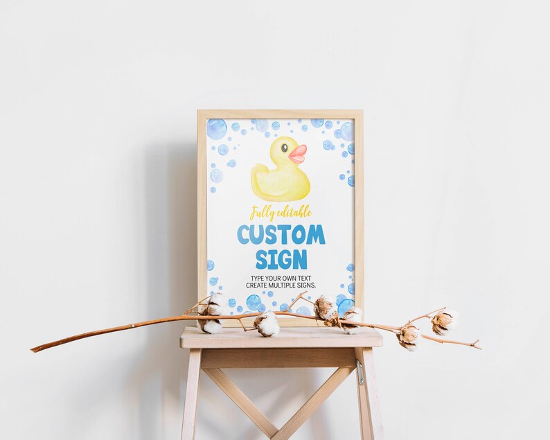 EDITABLE Rubber Duck Birthday Custom Sign, Yellow Duck Birthday Party ...
