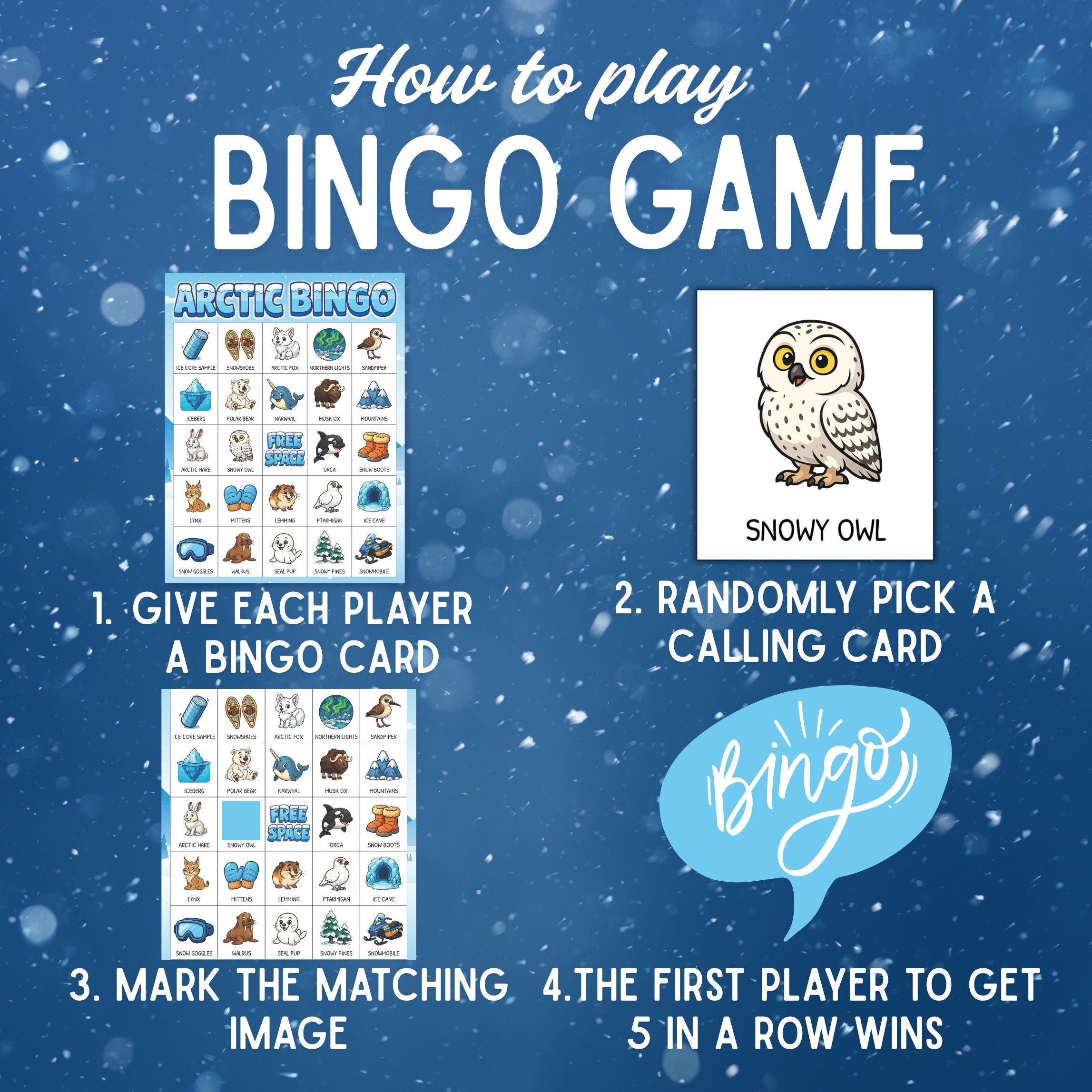 Winter Bingo, Arctic 50 Holiday Bingo Cards, Winter Wonderland Bingo ...