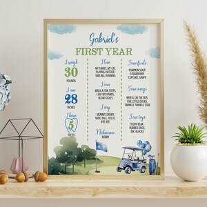 EDITABLE Golf First Birthday Milestone Poster, Hole in One Birthday ...