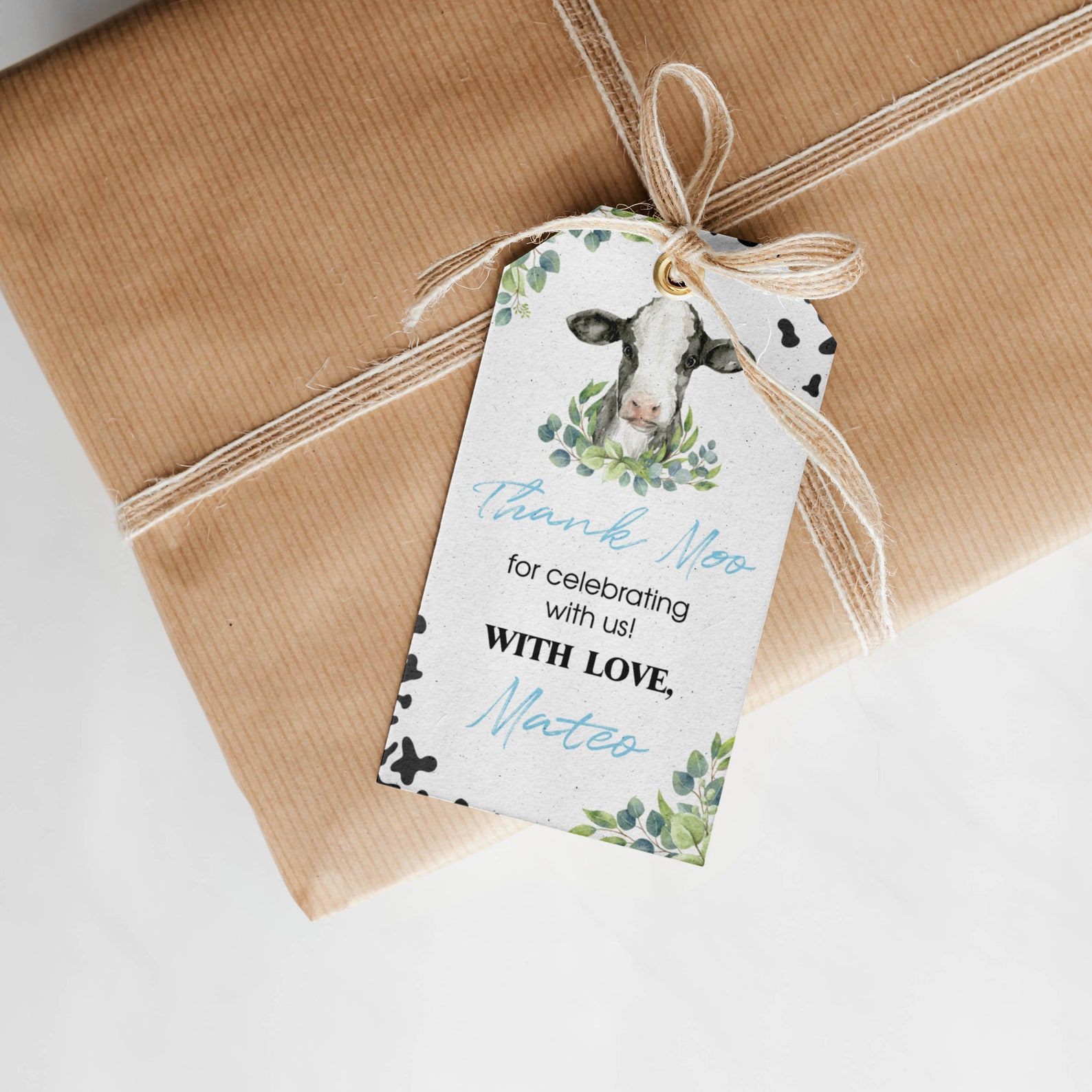 EDITABLE Cow Thank You Tag Farm Birthday Favor Tag Holy Cow - Etsy
