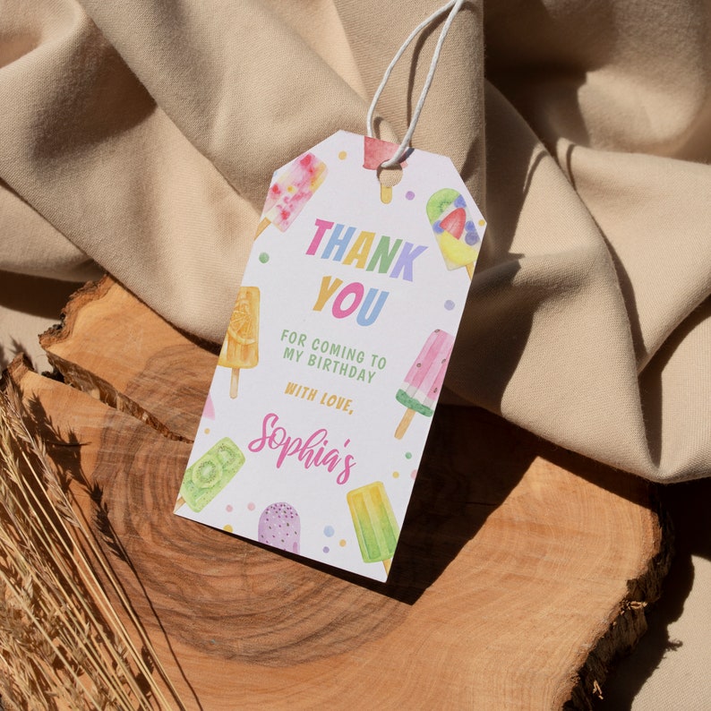 EDITABLE Popsicle Birthday Thank You Tag Popsicle Birthday - Etsy