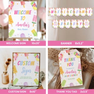 EDITABLE Popsicle Baby Shower Invitation Set, She's Ready to Pop Baby ...
