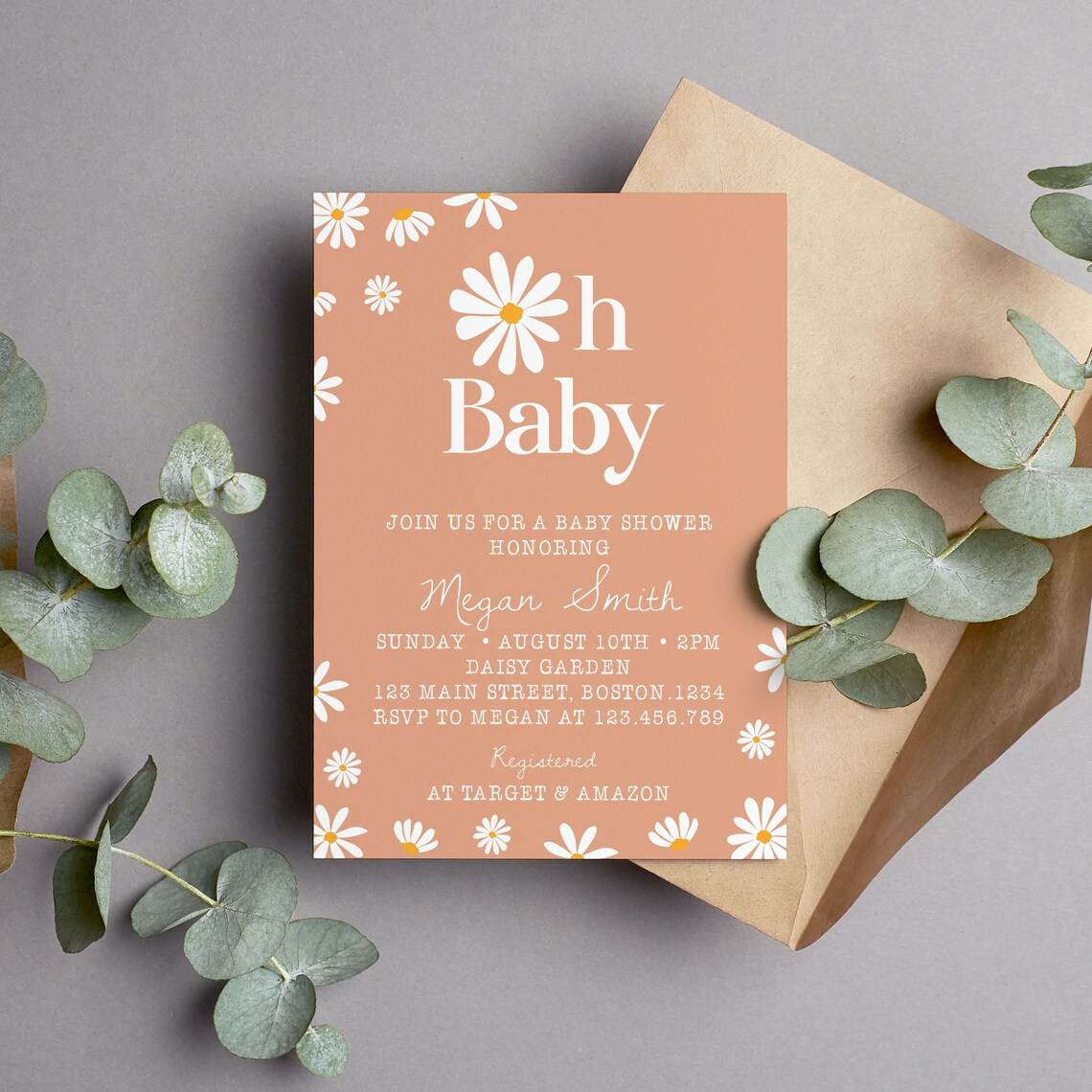 EDITABLE Daisy Baby Shower Invitation Boho Floral Baby Shower | Etsy