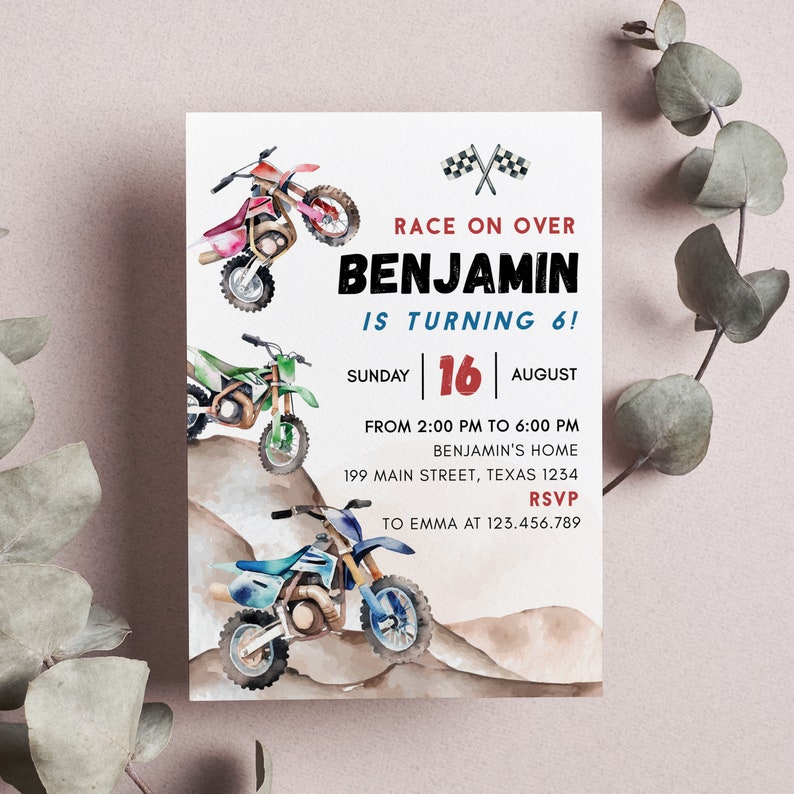 Editable Dirt Bike Birthday Invitation Bundle Boy Birthday - Etsy