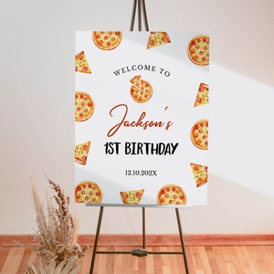 EDITABLE Pizza Party Welcome Sign, Pizza Birthday Decoration, Pizza 1st ...
