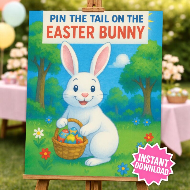 Pin the Tail on the Easter Bunny Game Printable | Easter Party Game for ...