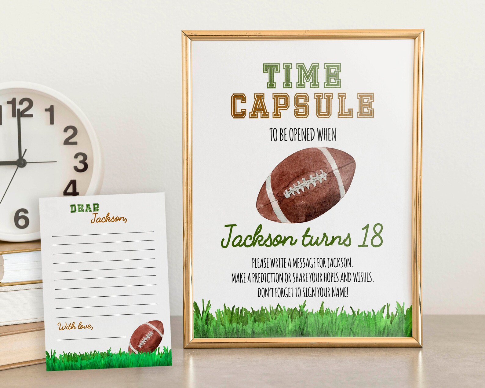 EDITABLE Football Birthday Time Capsule Template, Sports Birthday Party ...