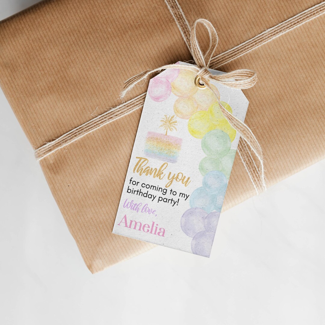 EDITABLE Pastel Rainbow Favor Tags, Pastel Thank You Tag, Pastel ...