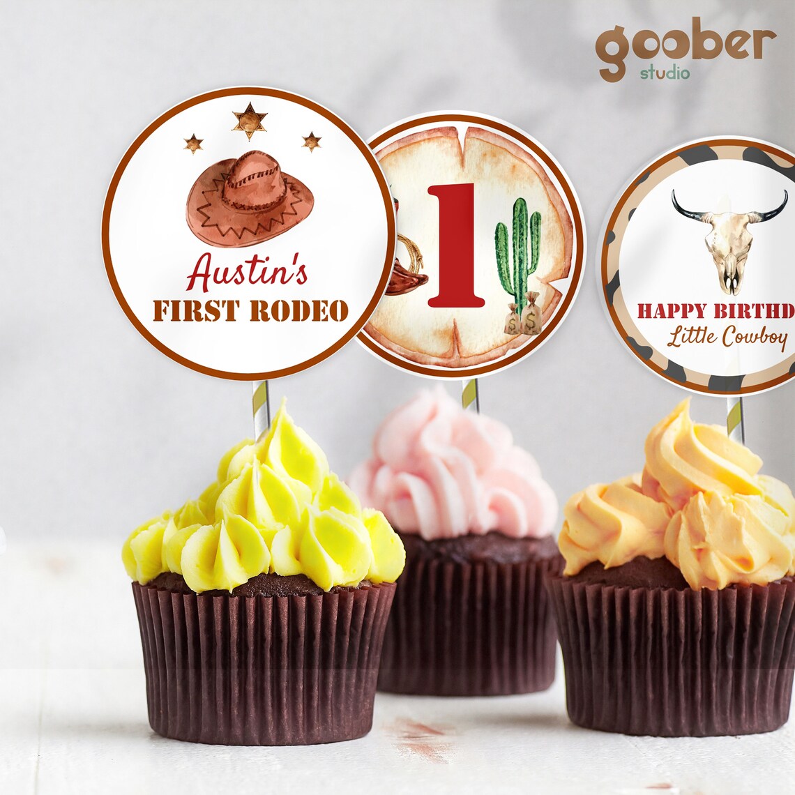 Editable My First Rodeo Birthday Cupcake Topper Cowboy 1st - Etsy