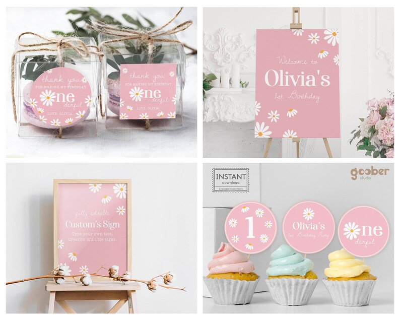 Editable Daisy First Birthday Invitation Bundle Daisy - Etsy