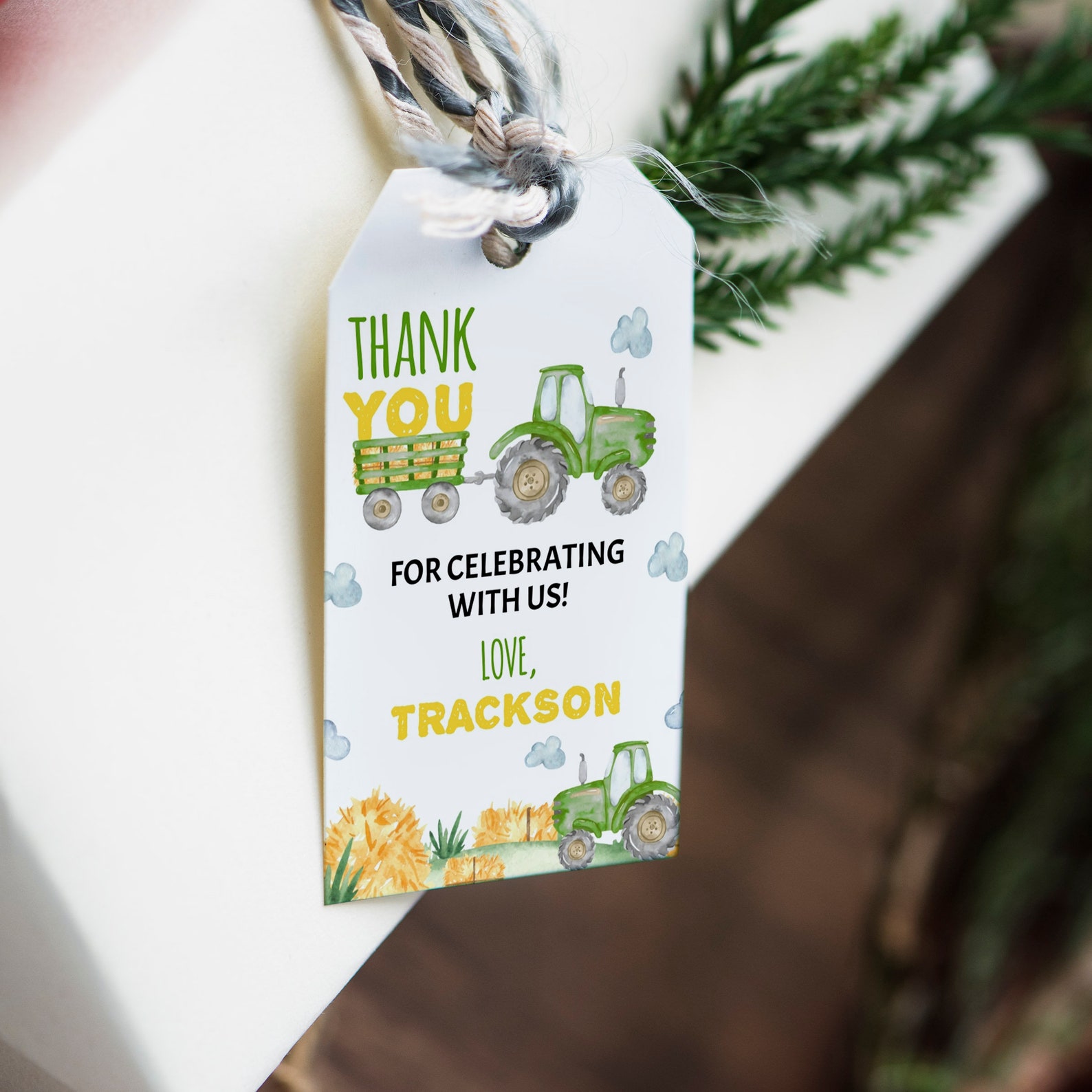 EDITABLE Tractor Favor Tags Green Tractor Birthday Thank You - Etsy