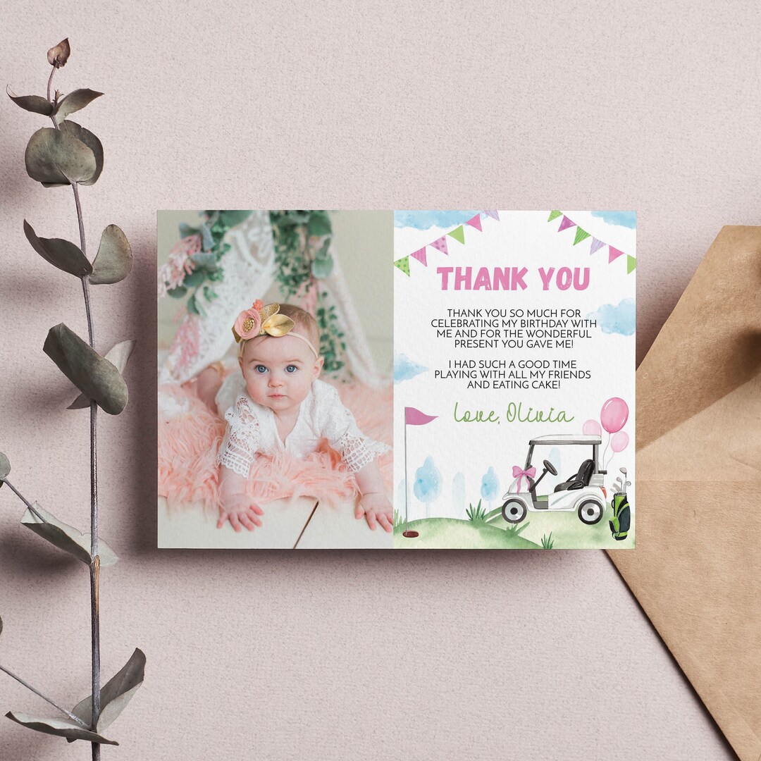 EDITABLE Golf Thank You Card Golf Birthday Party Picture - Etsy
