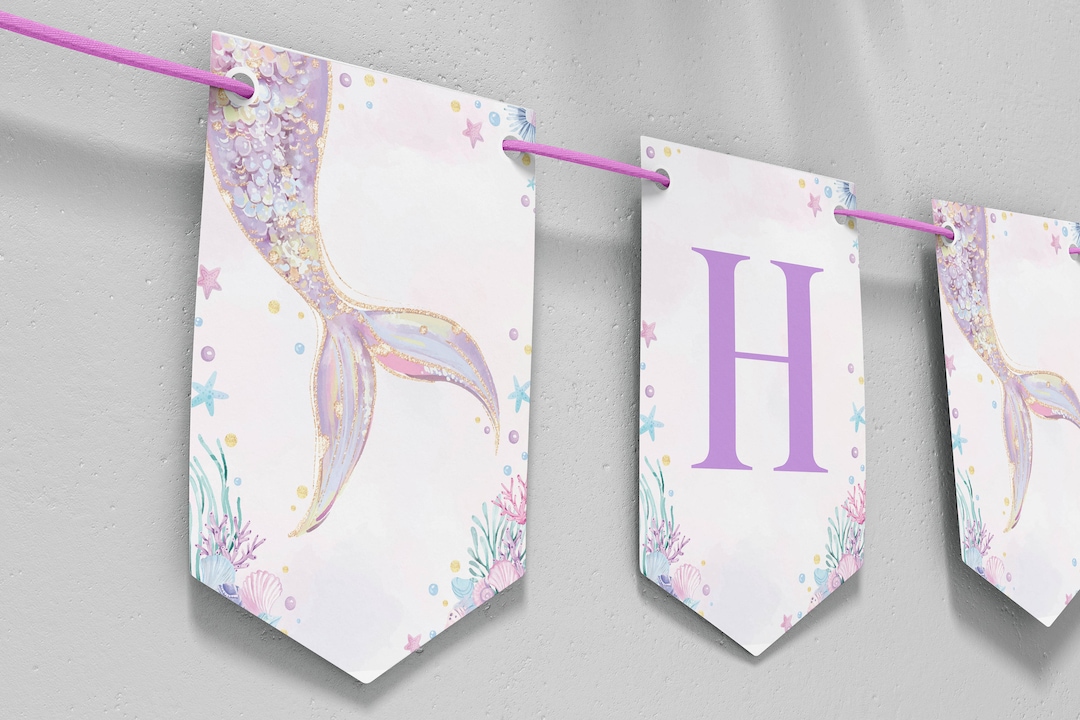 Editable Mermaid Banner, Mermaid Birthday Banner, Mermaid Party ...