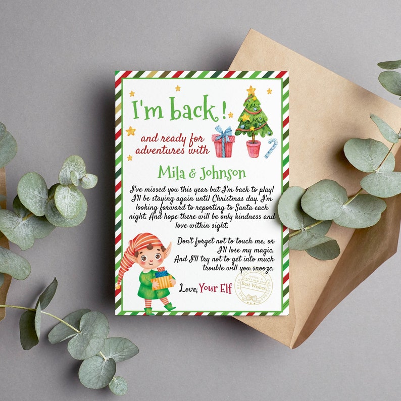 EDITABLE Elf Welcome Back Letter Elf Arrival Letter | Etsy
