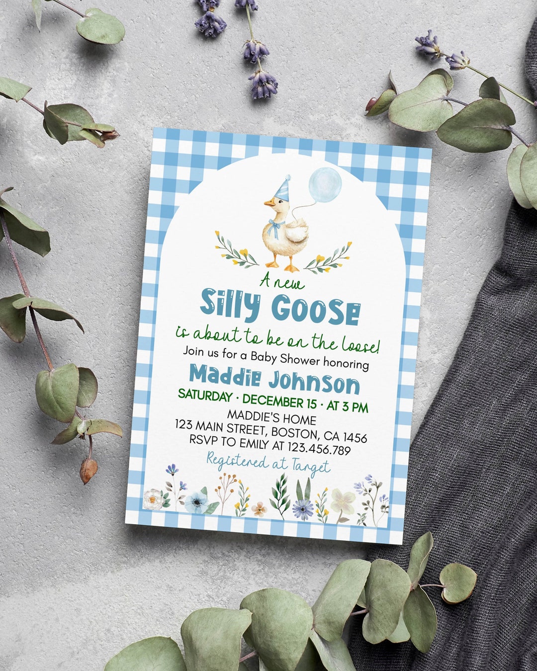 Editable Silly Goose Baby Shower Invitation, Silly Goose Baby Shower ...