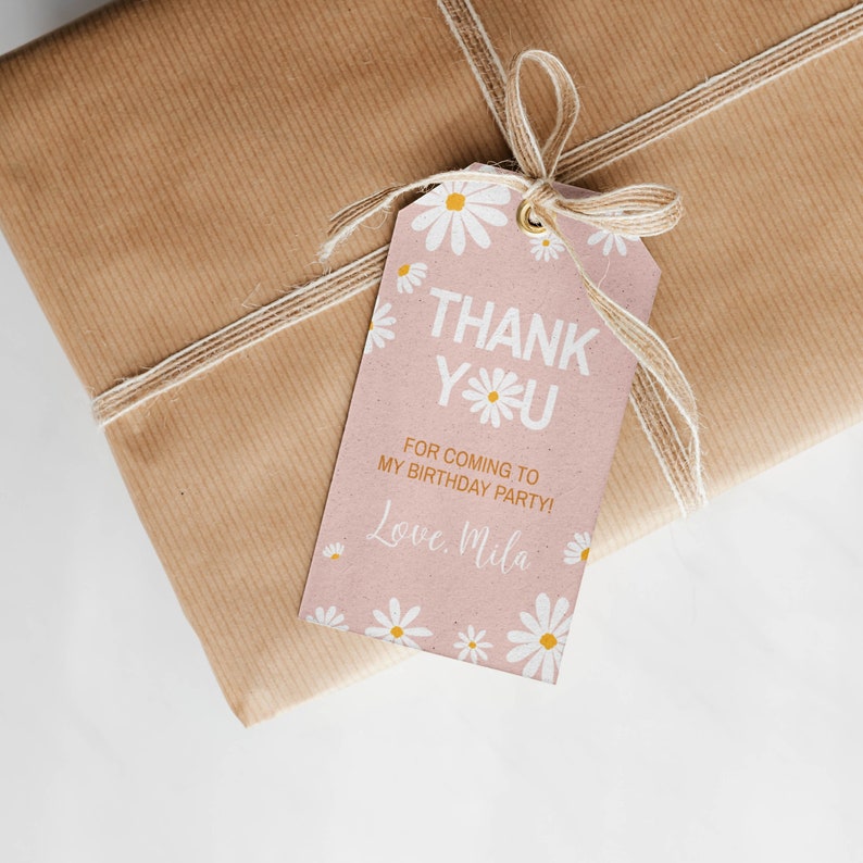 EDITABLE Daisy Birthday Thank You Tag, Daisy Birthday Party Favor Tag ...