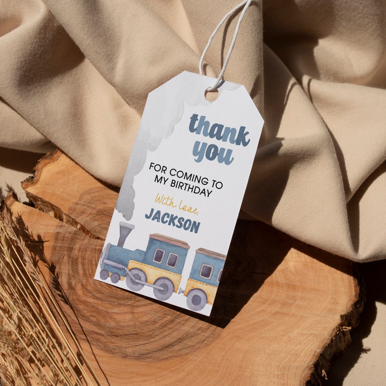 EDITABLE Train Birthday Thank You Tag Choo Choo Train - Etsy